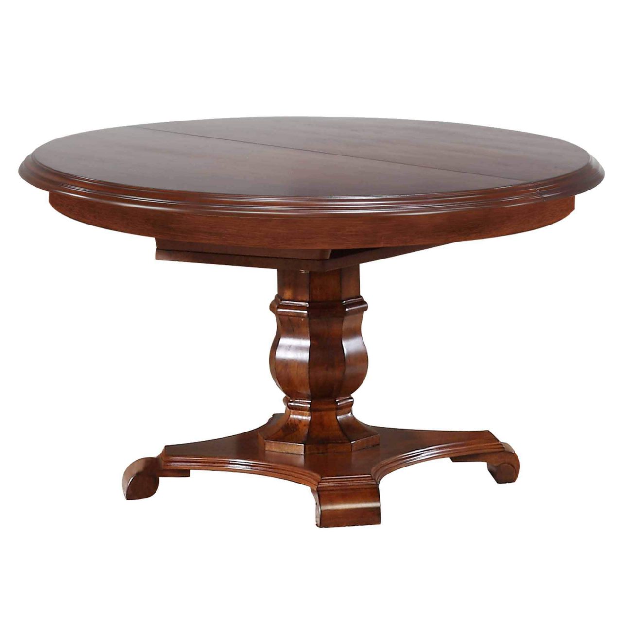 Andrews 66″ Round Butterfly Leaf Dining Table in Chestnut - Sunset Trading