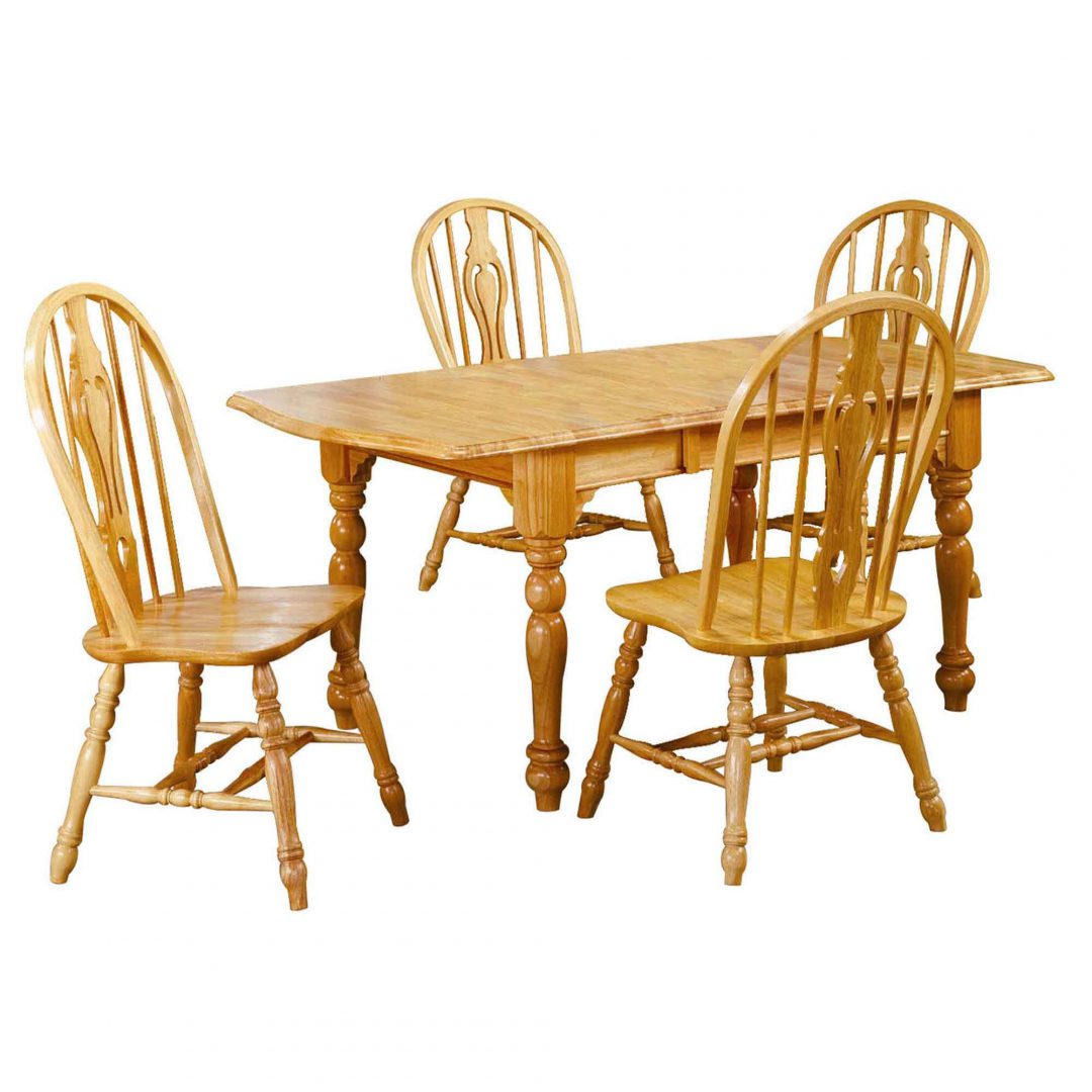 Extendable Dining Table w/Drop Leaf & Keyhole Chairs (5 Piece) - Sunset ...