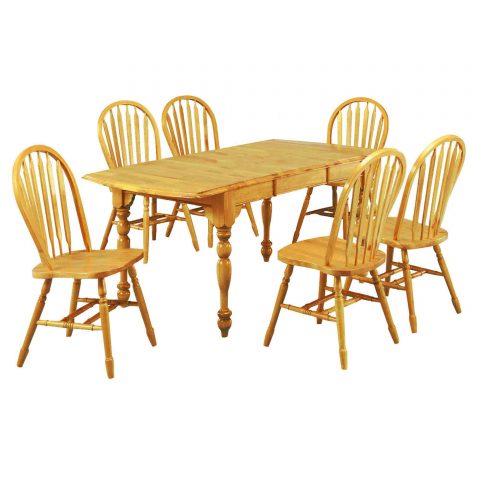 Drop Leaf Extendable Dining Set w/Arrowback Chairs (7 Piece) - Sunset ...