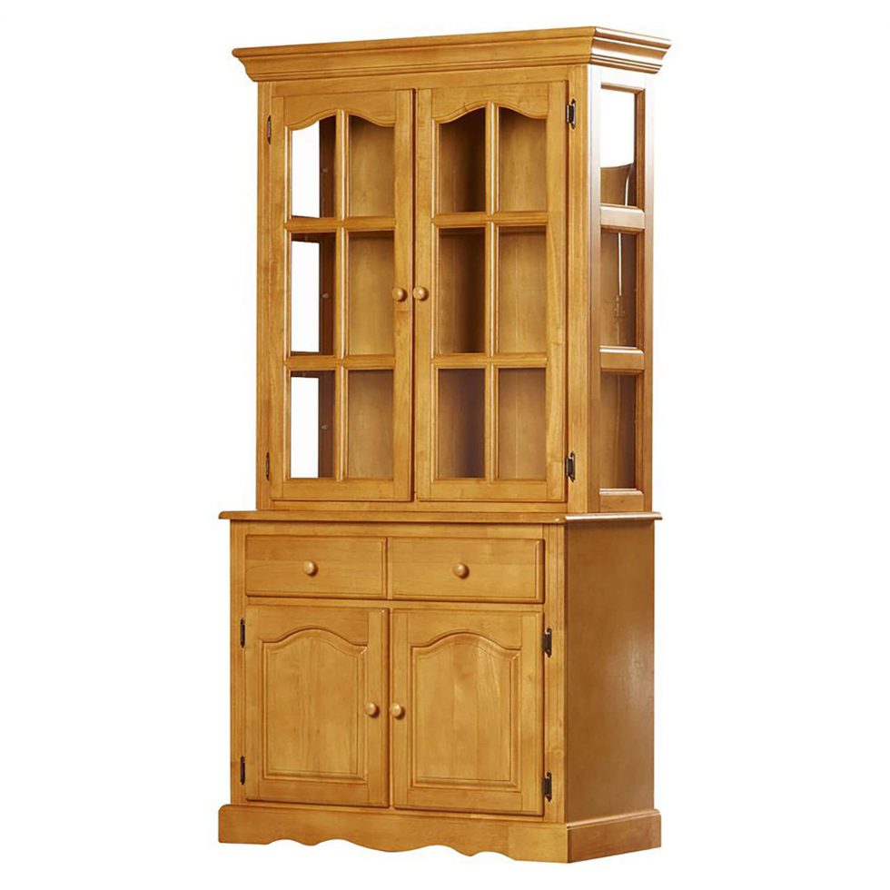 Sunset 2 Door Buffet/ Lighted Hutch – Light Oak - Sunset Trading