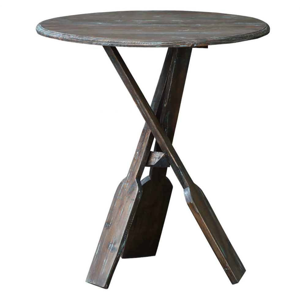 Cottage Boat Oar Accent Table – Blue Brush - Sunset Trading